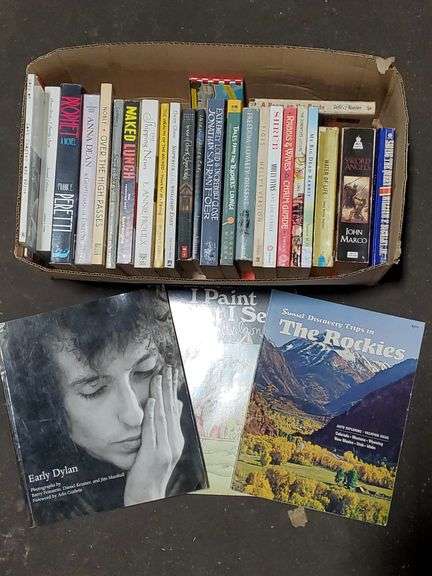 Box lot includes early Bob Dylan photograph book, the Rockies photo ...