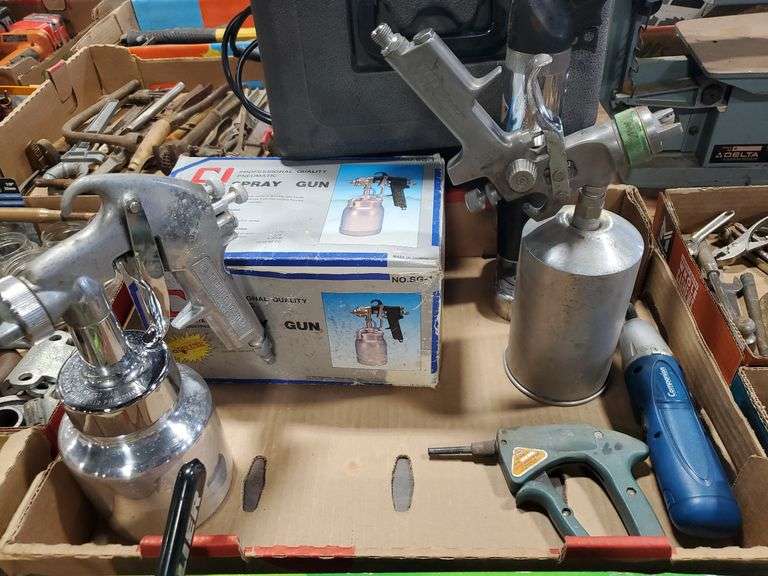 Spray Guns, Companion Cordless Screw Driver, Speed Wrap Tool, and Omark ...