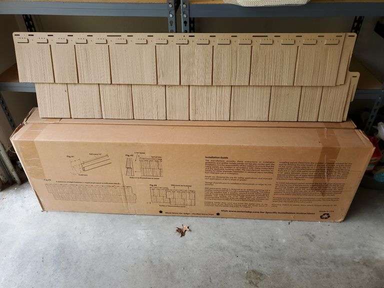 (2) boxes Exteria Roughsawn Cedar vinyl siding panels in khaki color ...