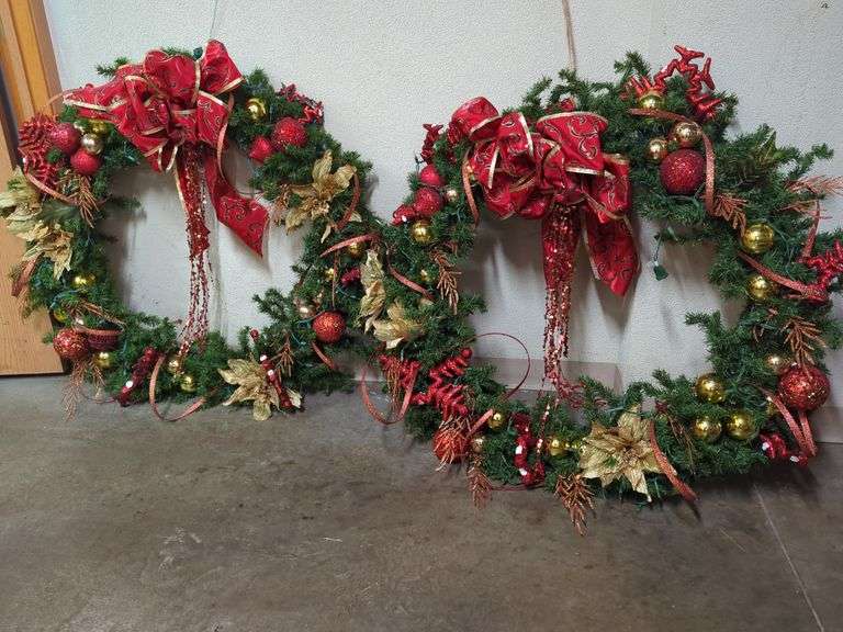 Professionally decorated matching extra large Christmas wreaths. each ...