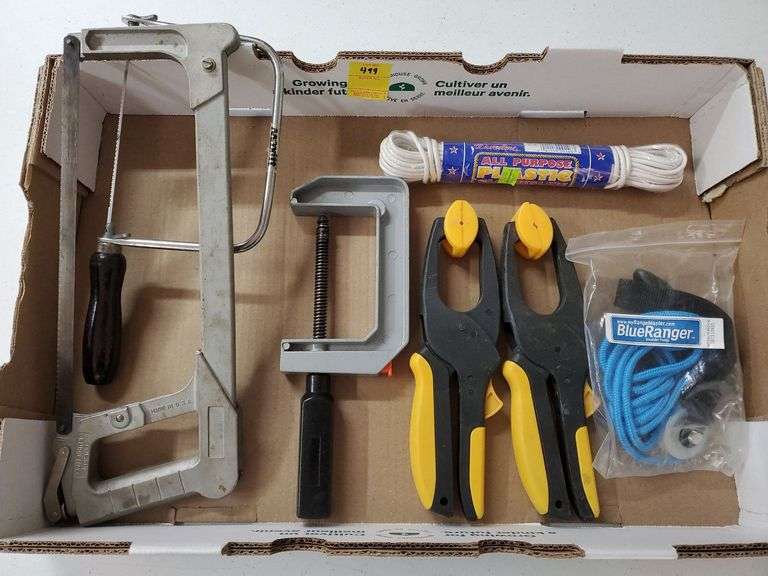 Hacksaw, coping saw, pinch clamps, clothesline, Blue ranger shoulder ...