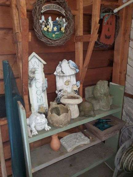 Two seasonal 16-in grapevine reeds, two composite bird decorations ...