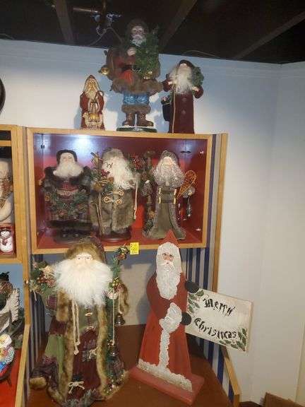 Three shelf bot of Santa figurines standing 24 in tall to 9 in tall ...