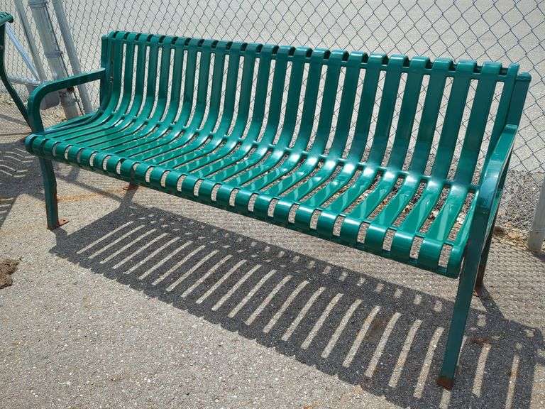 6 ft metal green vinyl coated commercial bolt down bench - Bid-Assets ...