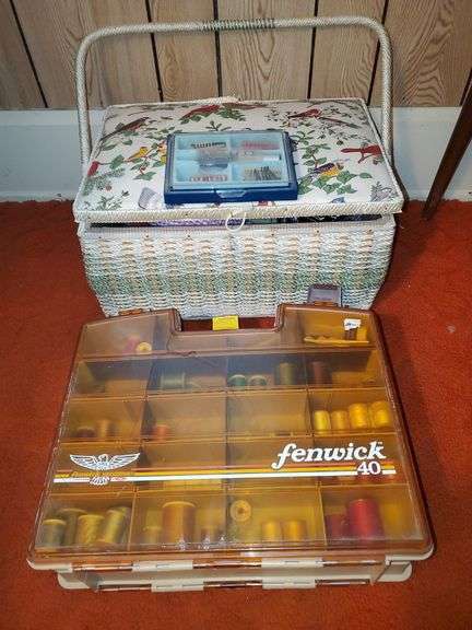 Colorful sewing box includes all contents, Fenwick 40 tackle box ...