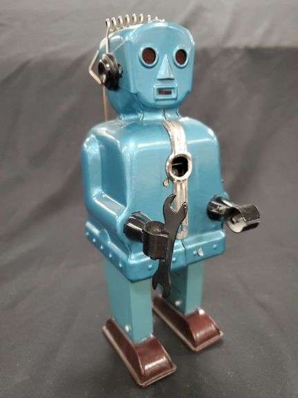 1950 vintage George G. Wagner #4528 Japan Tin Toy Windup Ratchet Robot ...