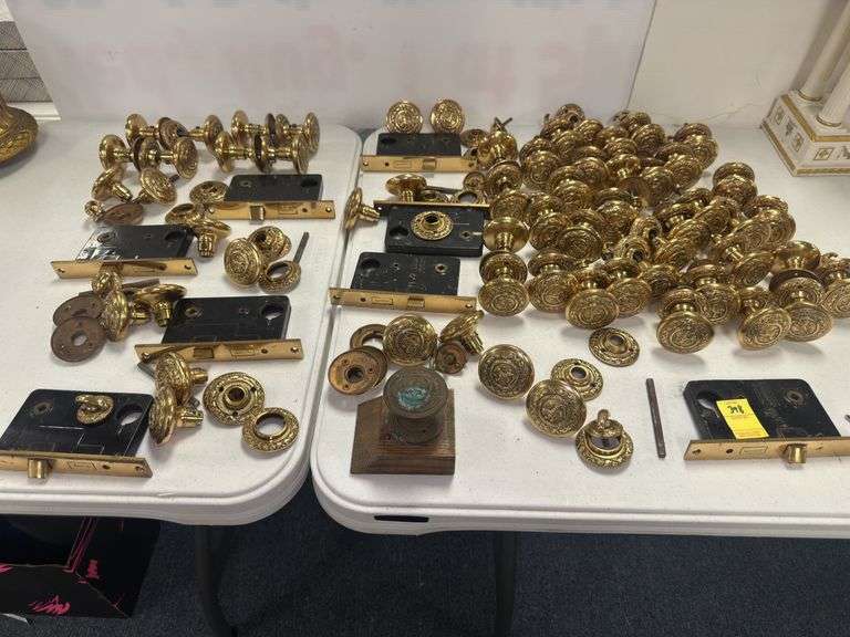 Large Collection of Sargent & Co. Brass Doorknobs and Lock sets taken ...