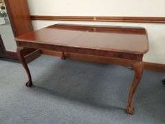 Antique craved ball and cloth foot wood extending dining table with ...