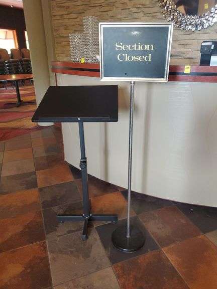 Aluminum lobby stand sign holder and portable adjustable podium ...