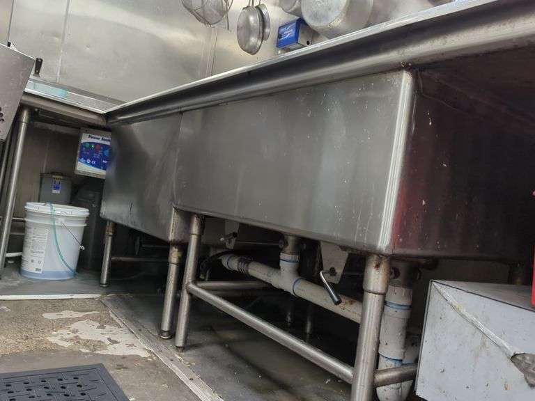 Commercial triple Bass stainless steel sink with hardware. 154 in x34 ...