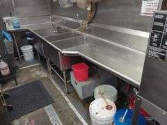 Commercial triple Bass stainless steel sink with hardware. 154 in x34 ...