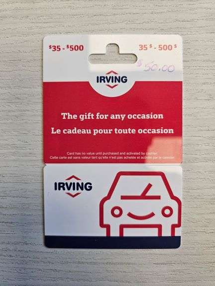 Irving $50 Gift Certificate - Bartlett Auctions Inc.