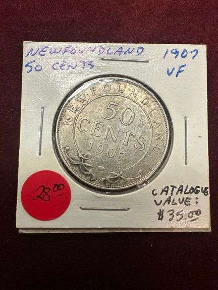 1907 NFLD 50 Cents Coin - Bartlett Auctions Inc.
