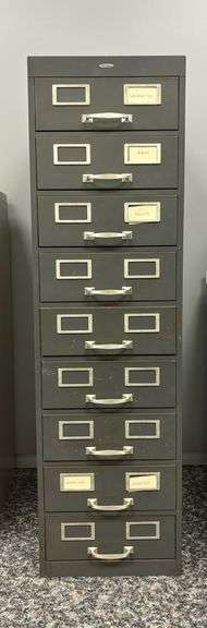 Steel Index Card/Collector Cabinet - Bartlett Auctions Inc.