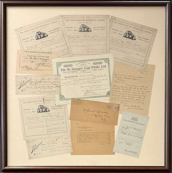 Framed Vintage Documents, Certificates and Receipts - Bartlett Auctions ...
