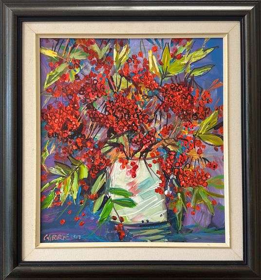 Dogberries in a Vase by Cliff George (1947-) - Bartlett Auctions Inc.