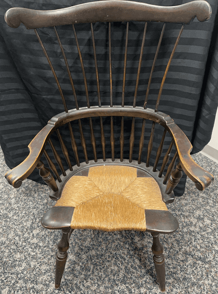 Windsor-Style Comb-Back Chair with Rush Seat - Bartlett Auctions Inc.