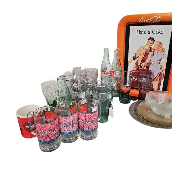 Pickers LOT: Coca-Cola Coke Bottles Glasses Mugs Dishes Metal Tray ...