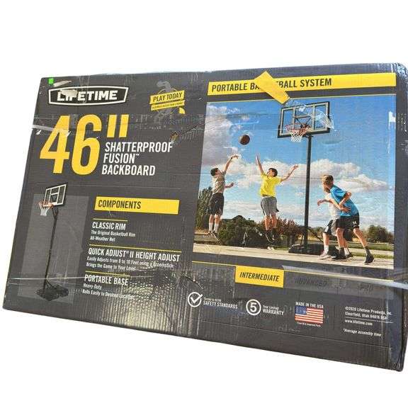 Lifetime 46" Shatterproof Fusion Backboard Classic Rim Basketball Net ...
