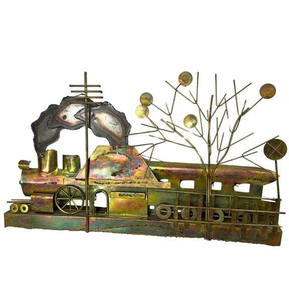 Torch Cut Metal Train Steam Engine Wall Art Brass Bronze Color Vintage ...