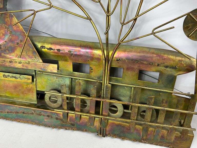 Torch Cut Metal Train Steam Engine Wall Art Brass Bronze Color Vintage ...