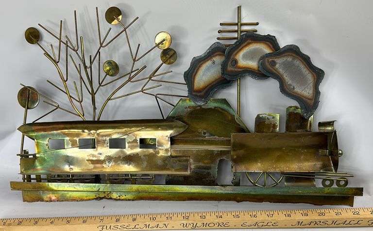 Torch Cut Metal Train Steam Engine Wall Art Brass Bronze Color Vintage ...