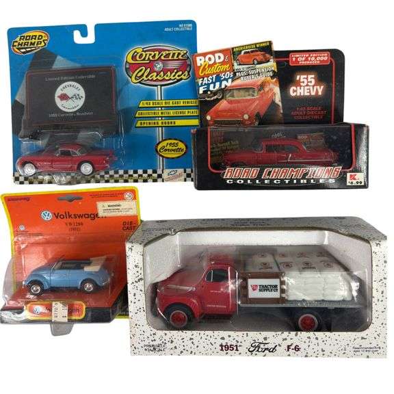LOT Diecast Vehicles VW Bug Corvette Tractor Supply Ford Truck New ...