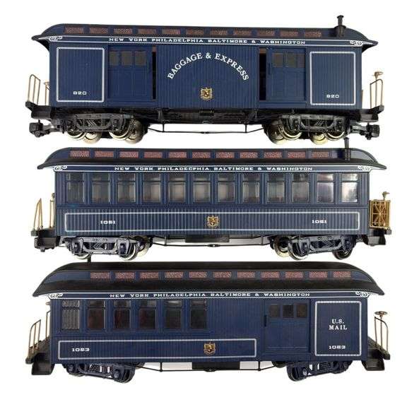 G LOT 3 Train Cars NYPB&W Blue Passenger US Mail Baggage & Express ...