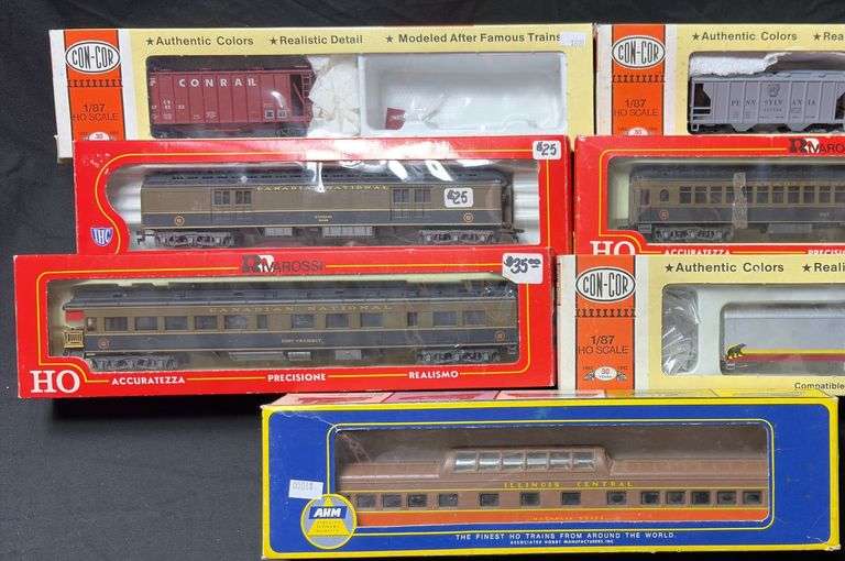 HO LOT 7 Train Cars Passenger Boxcars CON-COR in Boxes - Bartkus ...