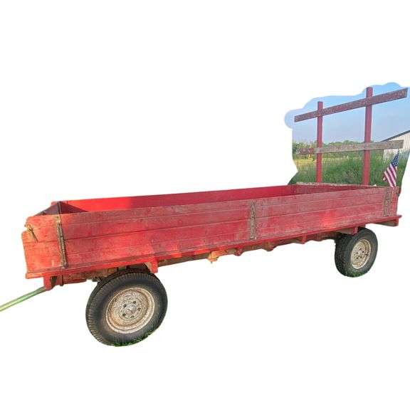 Red Hay Grain Wagon 16in Removable Sides 7x14 FT - Bartkus Auctioneers