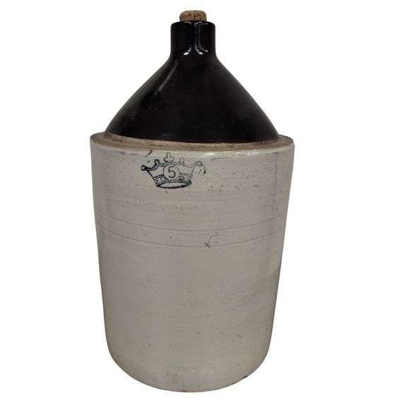 5 Gallon RRP Roseville Blue Crown Jug Ransbottom Pottery Cork Stopper ...