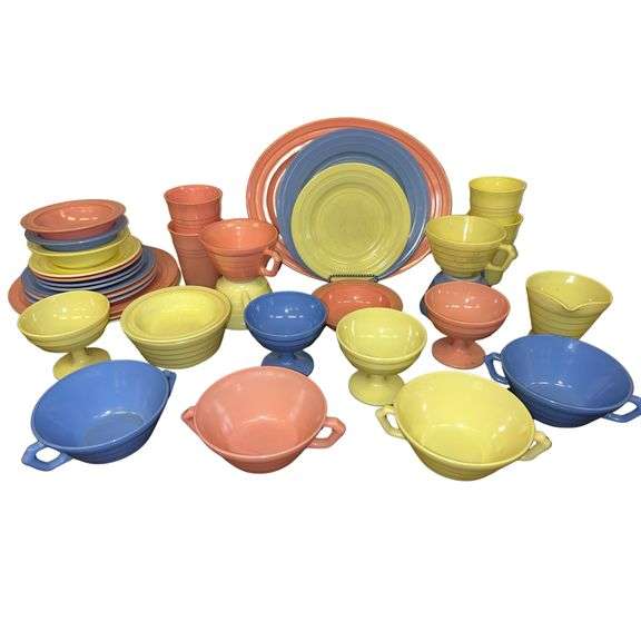 1940s MCM Art Deco Hazel Atlas Moderntone Platonite Dishes 4 Place ...