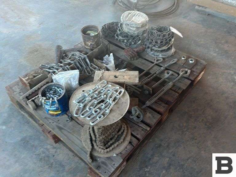 3 Hydraulic Bumper Jacks, 9 HZ Steel Drill Chains (#62-#73), 2 Steel ...