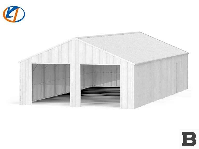 KJ K4525 45x25 Double Garage Steel Barn Shed - Booker Auction Company