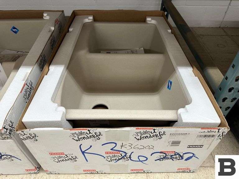 33"x22"x9" Champagne Granite Offset Double Sink - Booker Auction Company