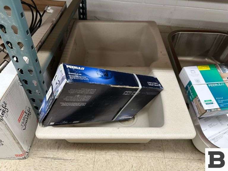 33"x22"x9" Champagne Granite Offset Double Sink w/ Peerless Faucet ...