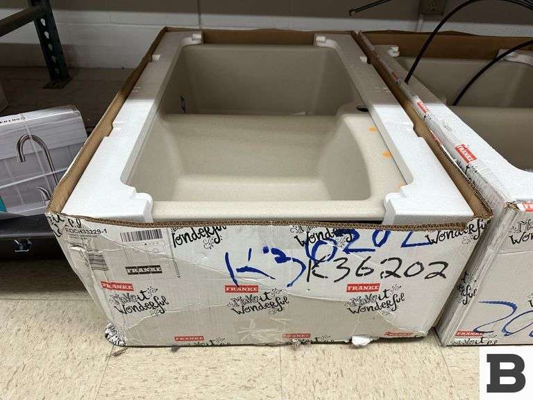 33"x22"x9" Champagne Granite Offset Double Sink - Booker Auction Company