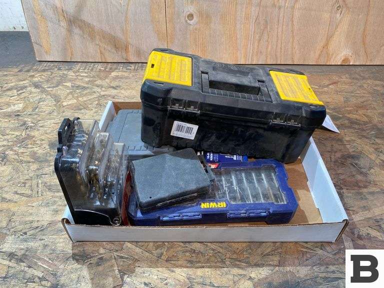 Stanley Tool Box, Irwin Tap Set, 10 Piece Drill and Screw Extractor Set ...
