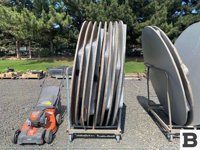 Round Tables & Rack - Booker Auction Company