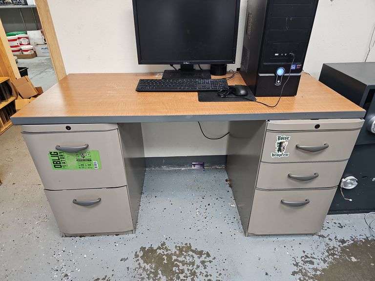 Metal Drawer Desk 54"×24" - Business Liquidation Auction
