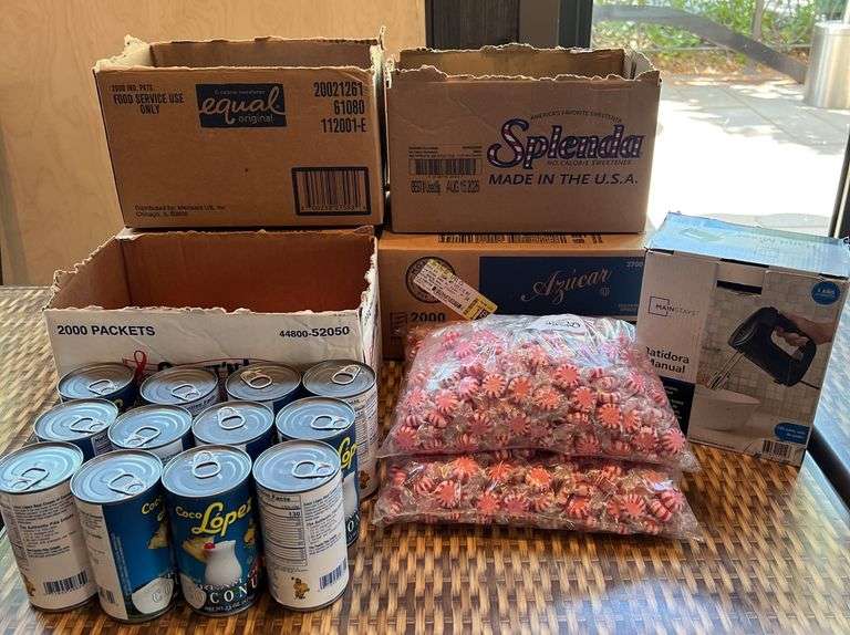 Hand Mixer, (12) Cans Coco Lopez, Boxes of Assorted Sweeteners | 2 Bags ...