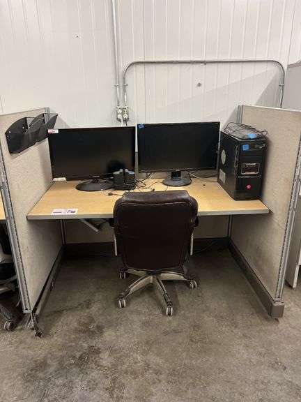 Cubicle Desk w/ Walls & Chair (Computer & Monitors Not Included) - Business Liquidation Auction