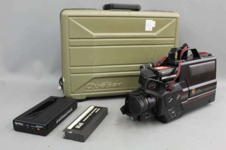 Quasar VHS Movie Camcorder, with battery pack and charger in storage ...
