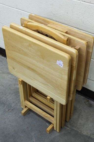 Folding table set with rack - TV Trays with stand - wood set Made in Thailand -10 x 29 x 19 ...