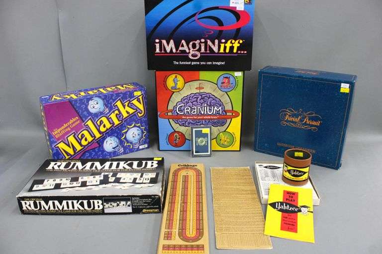 Board game collection: Malarky, iMaginiff, Triial Pursuit, Yahtzz and ...