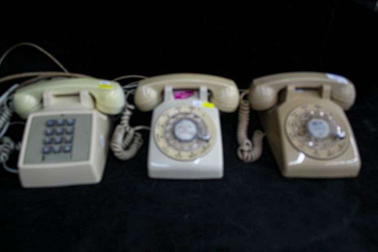 Vintage table phone collection: One push button and two rotary dial ...