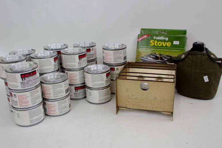 Camping collection, includes sternos -and- sterno folding table -and ...