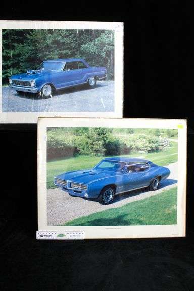 Prints of a 1965 Chevy Nova -and- 1969 Pontiac GTO. 20"x16", two pieces ...