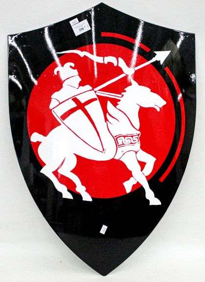Reproduction Metal Shield with jousting heraldry , 24"x18". - Bunting ...