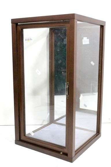 Glass wall wooden display case - 19 x 11 x 11 - Bunting Online Auctions